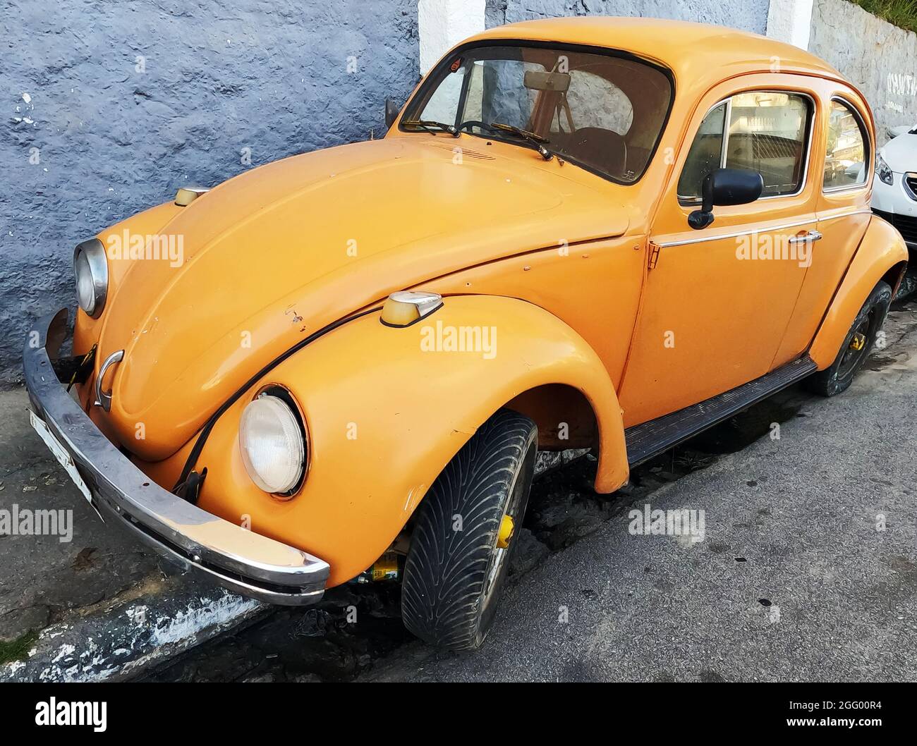June 9, 2021. São Paulo, Brazil. An old Volkswagen Beetle parked on the ...