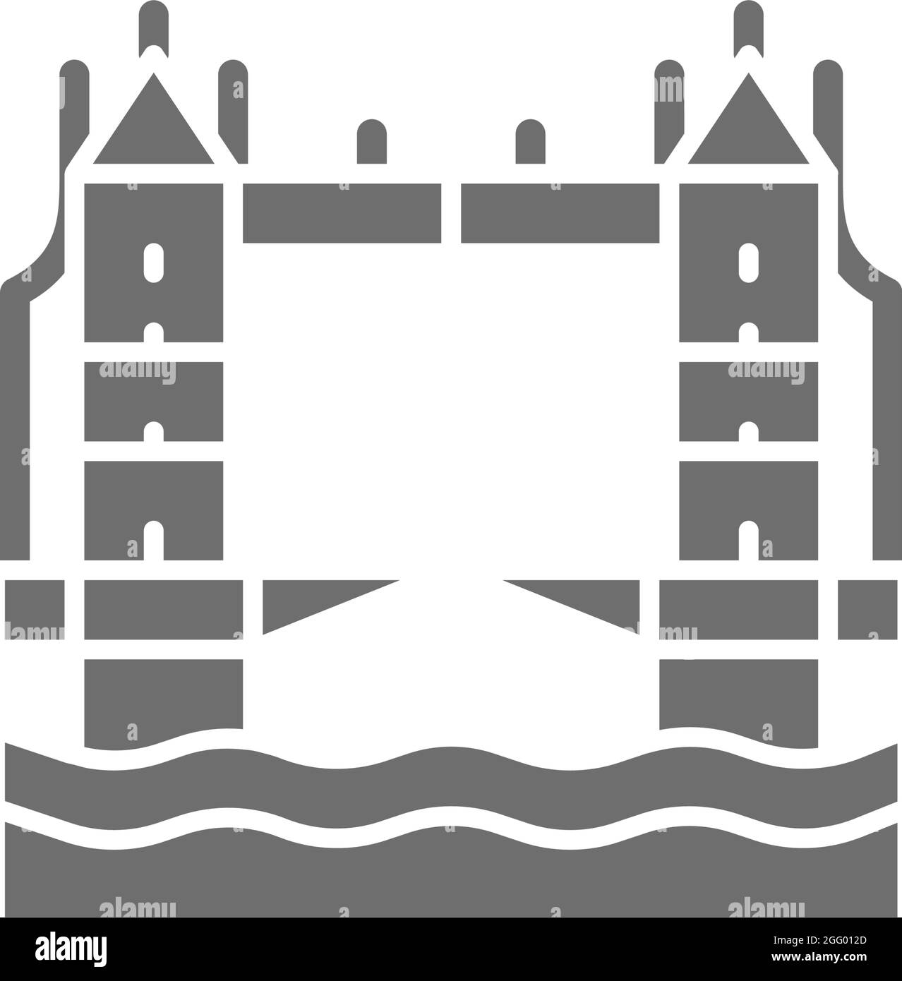 Tower Bridge, London city landscape grey icon Stock Vector Image & Art ...