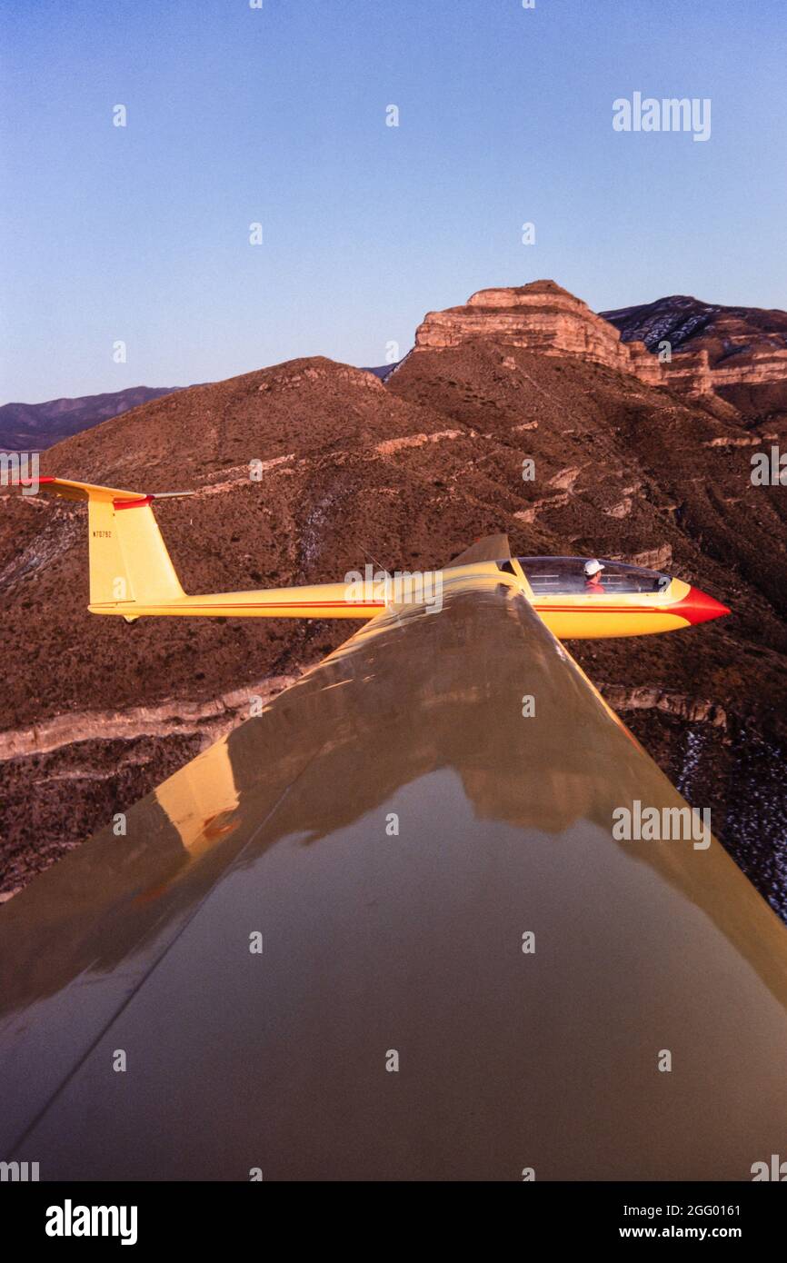 An ICA IS-28 Lark glider flying over the Sacramento Mountains in New ...
