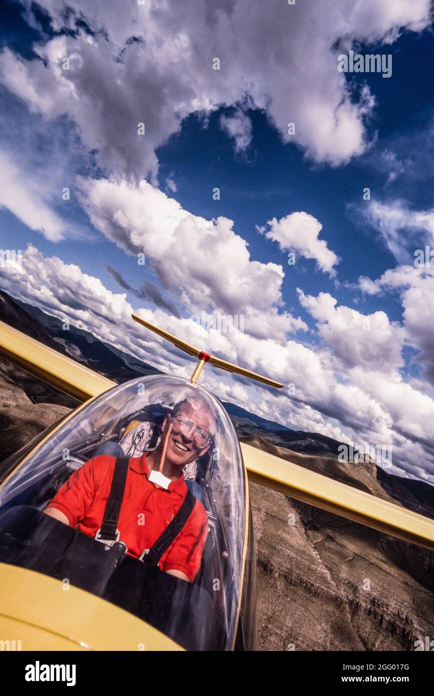 An ICA IS-28 Lark glider flying over the Sacramento Mountains in New ...