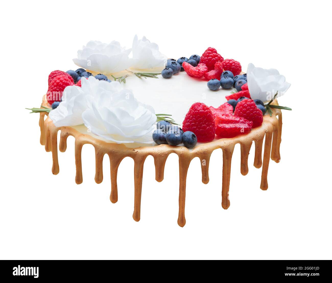 Beautiful isolated decoration of an appetizing cake. Beautiful colours ...