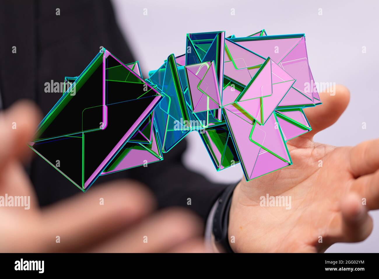 Holding message icons - the concept of online communication Stock Photo ...