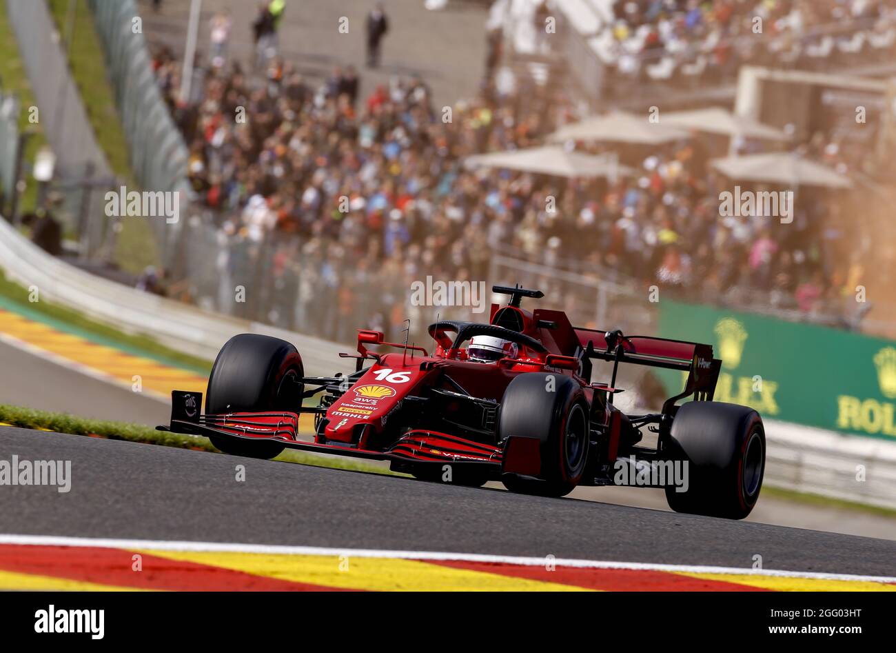 16 LECLERC Charles (mco), Scuderia Ferrari SF21, action during the Formula 1 Belgium Grand Prix ...