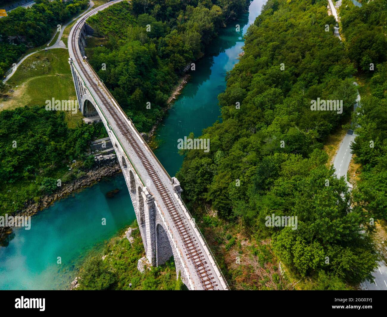 Solkan Bridge in Slovenia over River Soca. World Largest Stone Rail ...