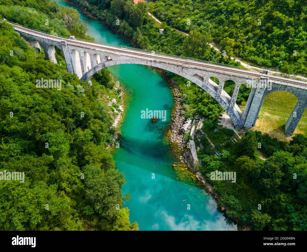 Solkan Bridge in Slovenia over River Soca. World Largest Stone Rail ...