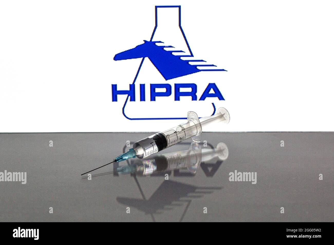 In this photo illustration, a medical syringe seen in front of the ...