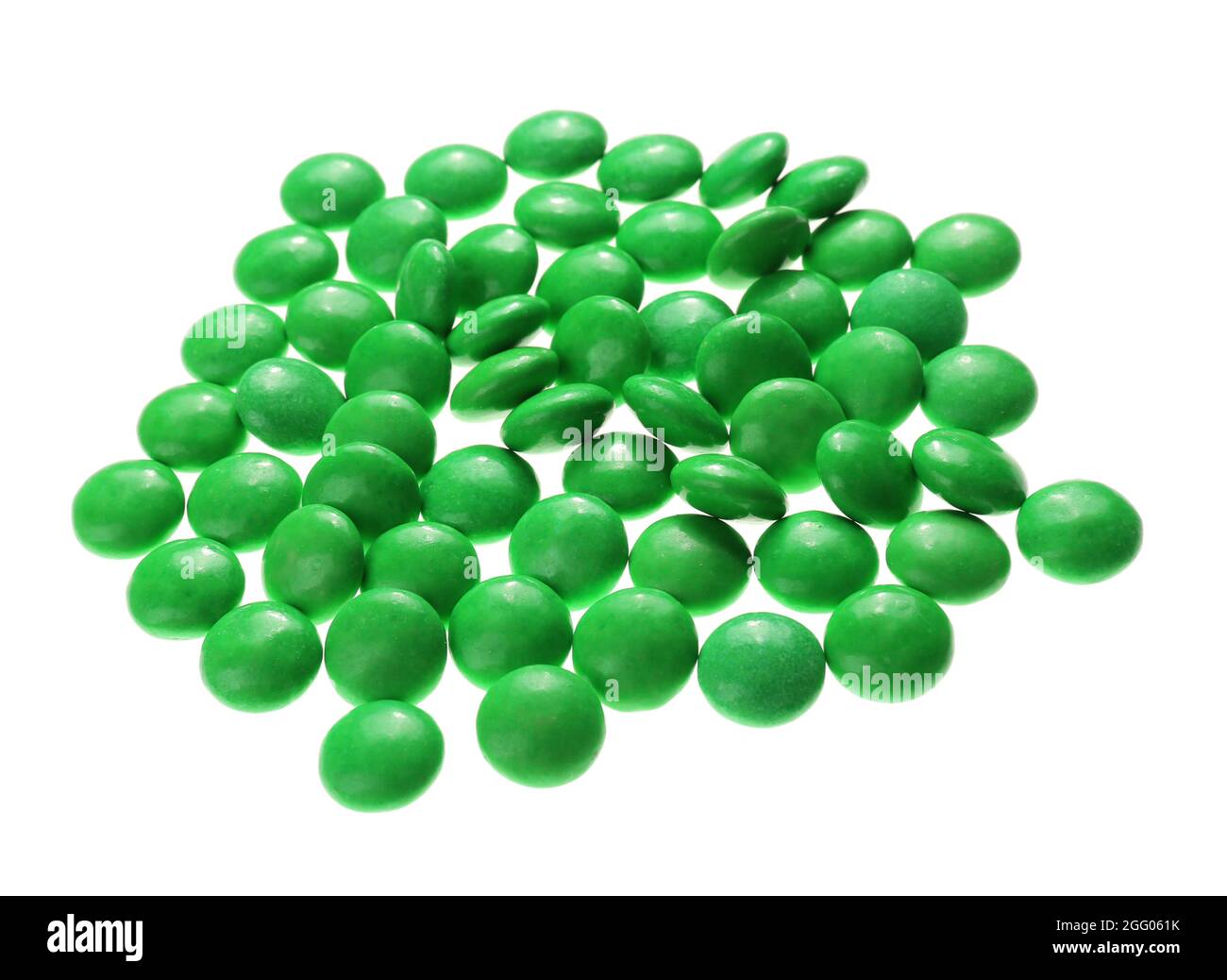 Green candies on white background Stock Photo - Alamy