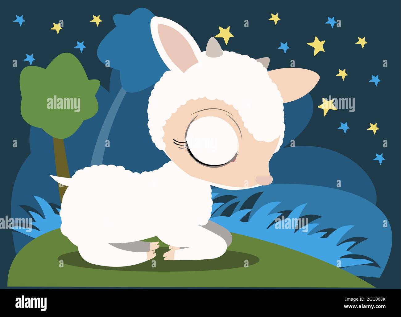 Little baby lamb. Ram. Sheep. Cheerful kind animal child. Cartoons flat ...