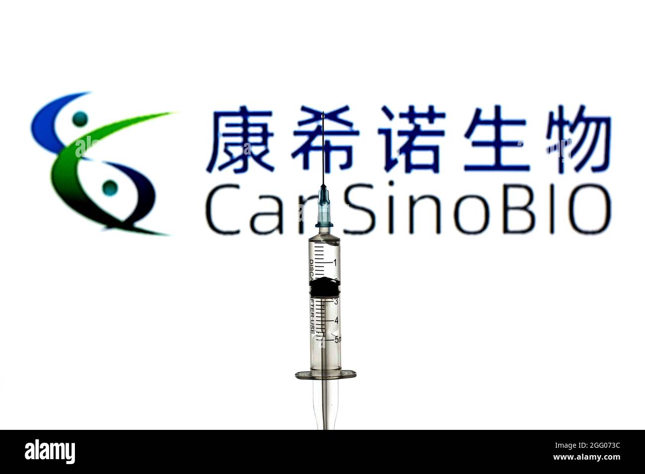 Spain. 26th Aug, 2021. In this photo illustration, a medical syringe ...