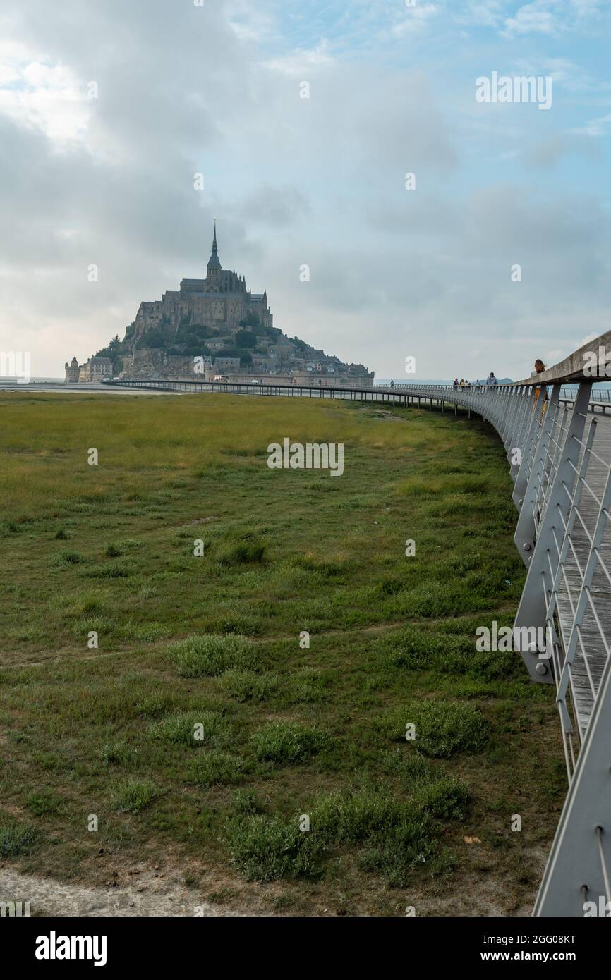 Path at Mont Saint-Michel in the Manche department, Normandy region ...