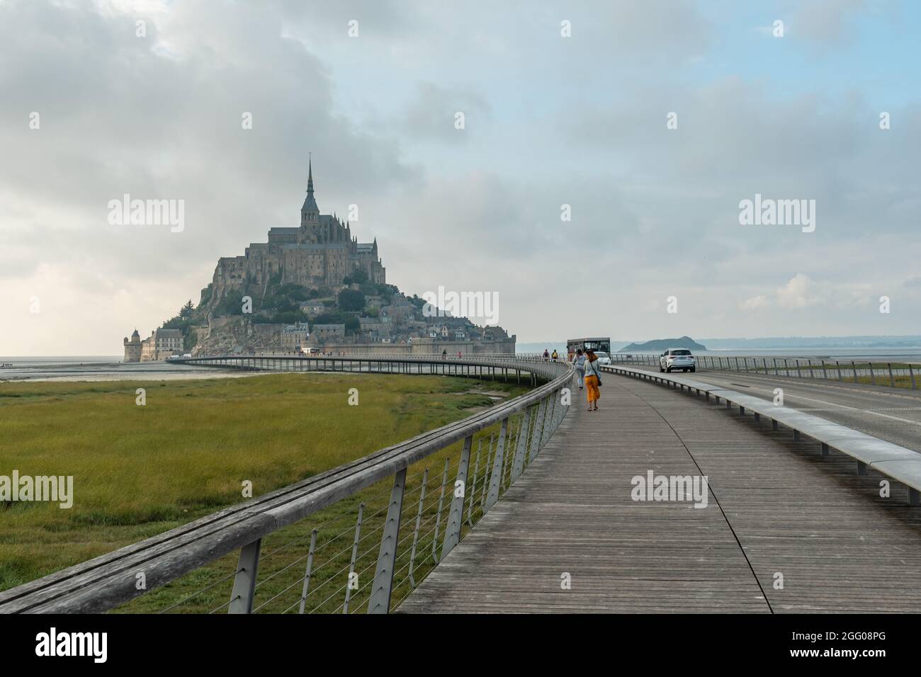 Path at Mont Saint-Michel in the Manche department, Normandy region ...