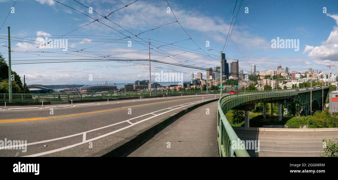 Downtown Seattle Building With Large Green Bridge from Beacon Hill ...