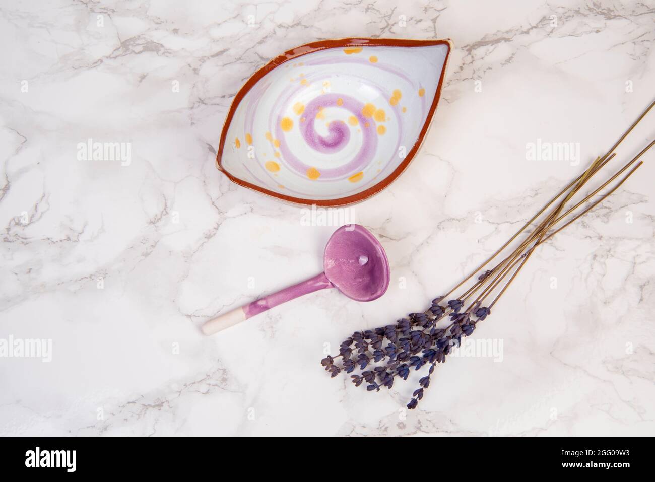 colorful handmade ceramic bowl in the kitchen Stock Photo - Alamy