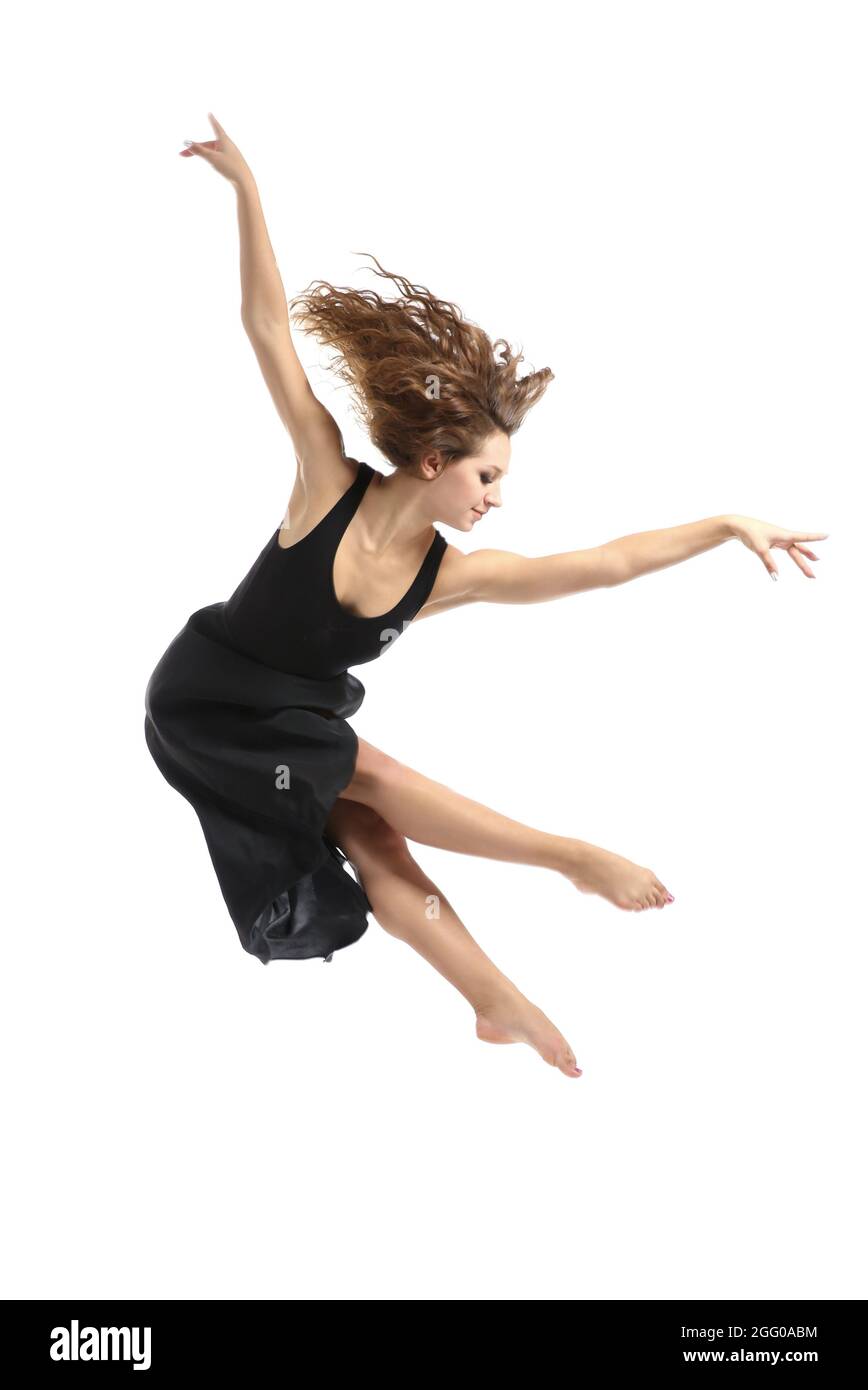Beautiful young dancer on white background Stock Photo - Alamy