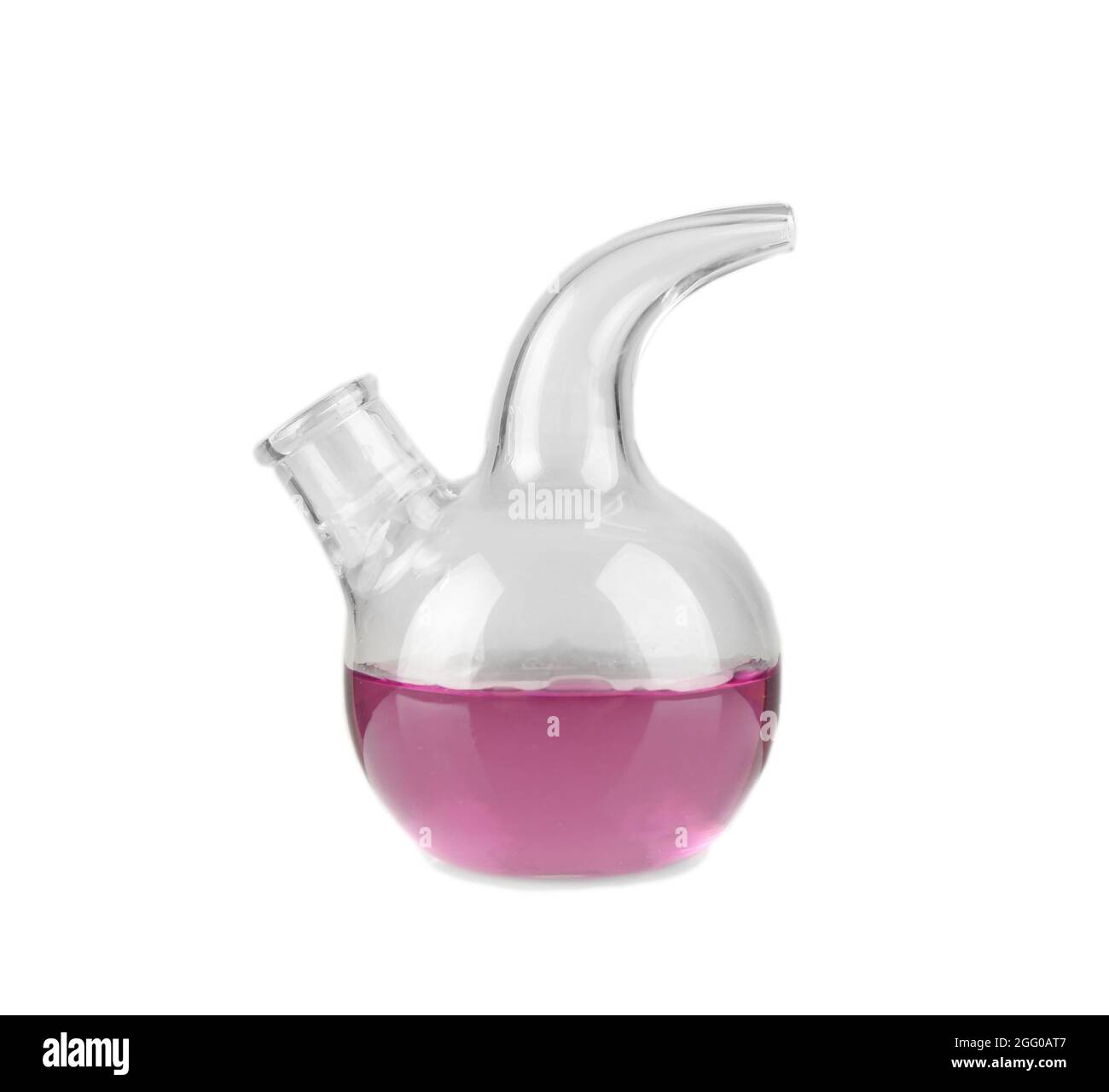 Retort with color water on white background Stock Photo - Alamy