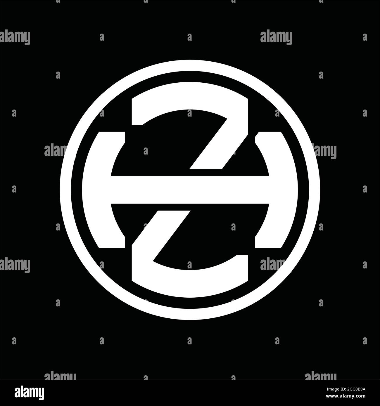 ZH Logo monogram with overlapping style vintage design template Stock ...
