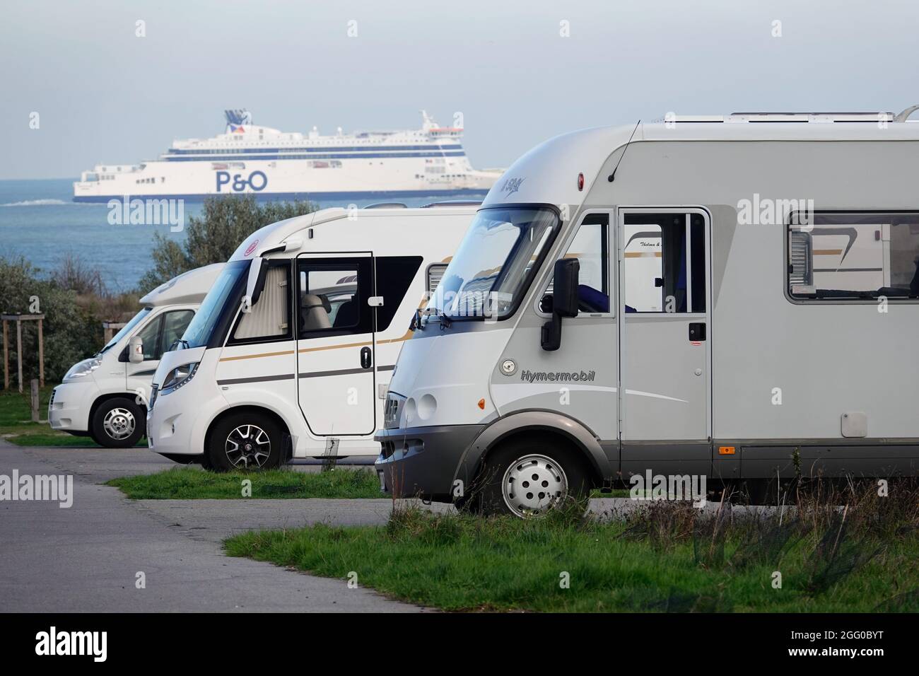 Motorhomes parked in a French Aire (motorhome parking for staying ...