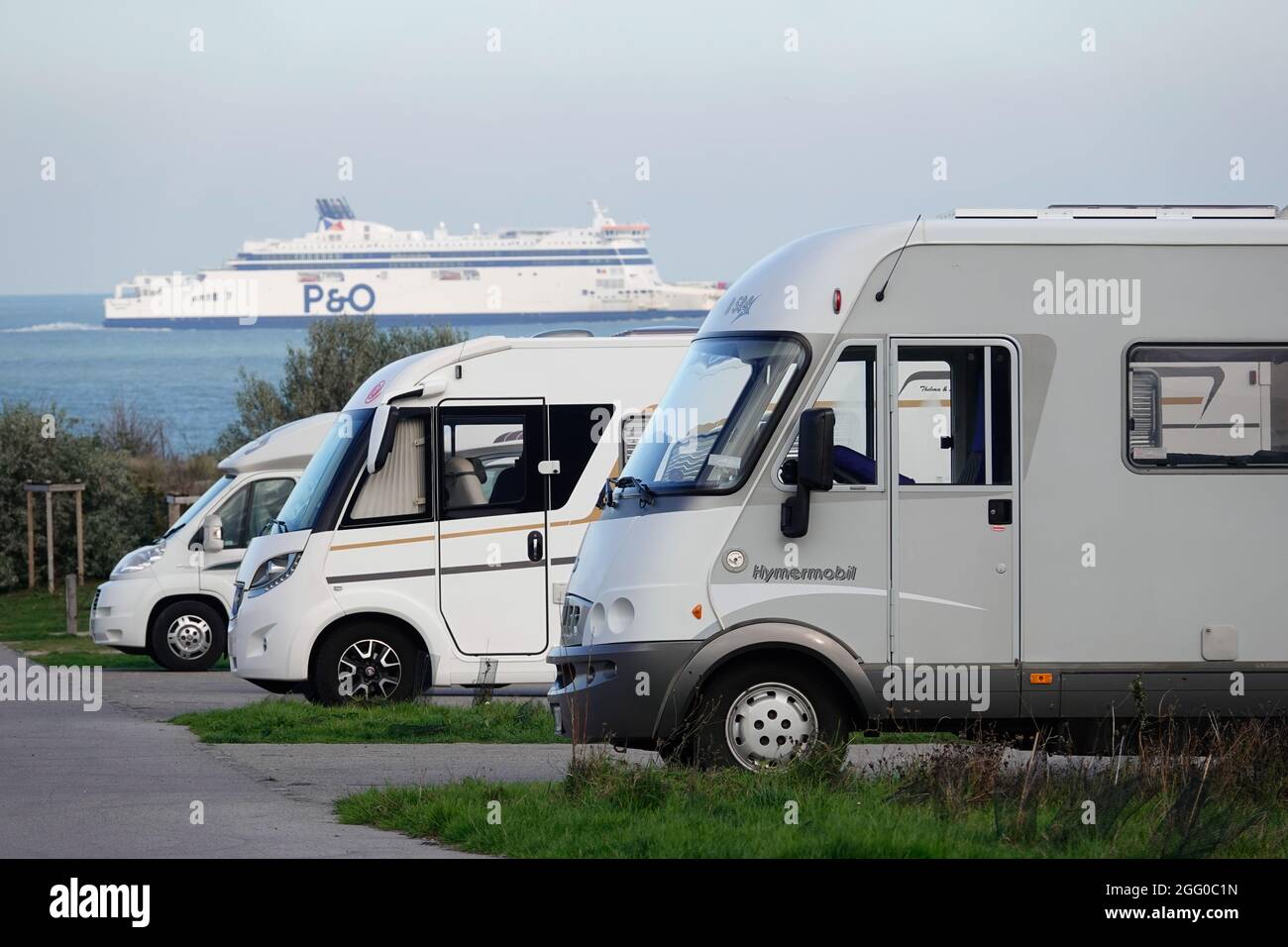 Motorhomes parked in a French Aire (motorhome parking for staying ...
