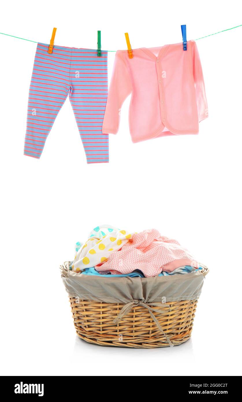 Baby clothes on white background Stock Photo - Alamy