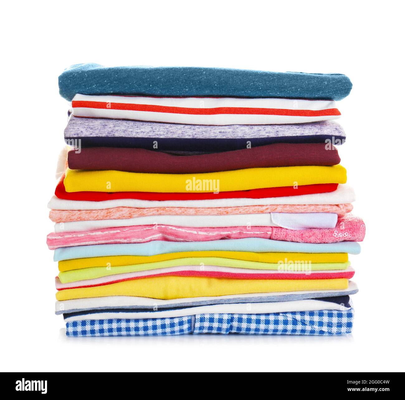 Stack of colorful clothes on white background, closeup Stock Photo - Alamy
