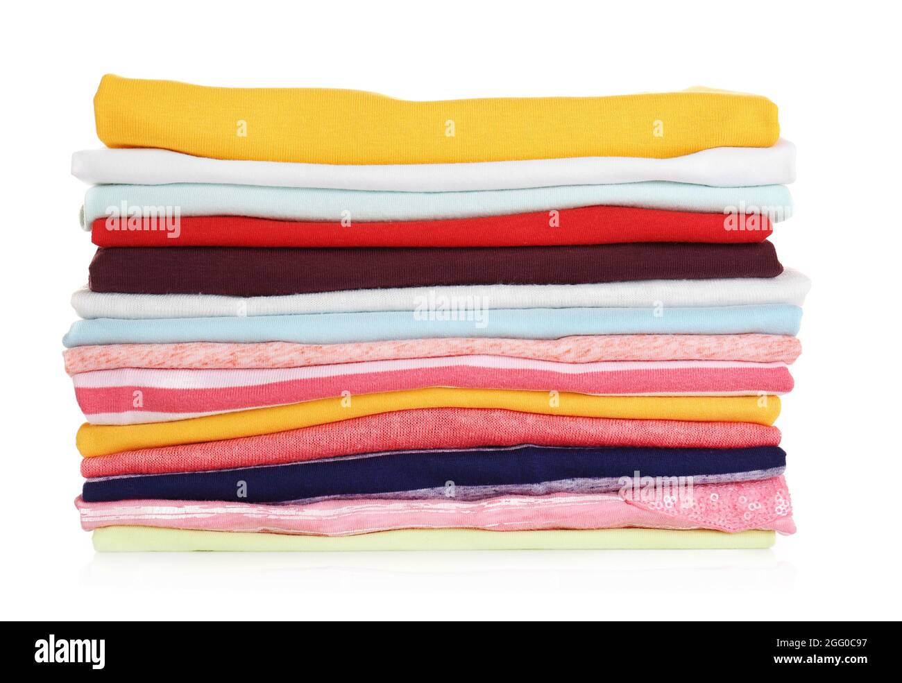 Stack of colorful clothes on white background, closeup Stock Photo - Alamy