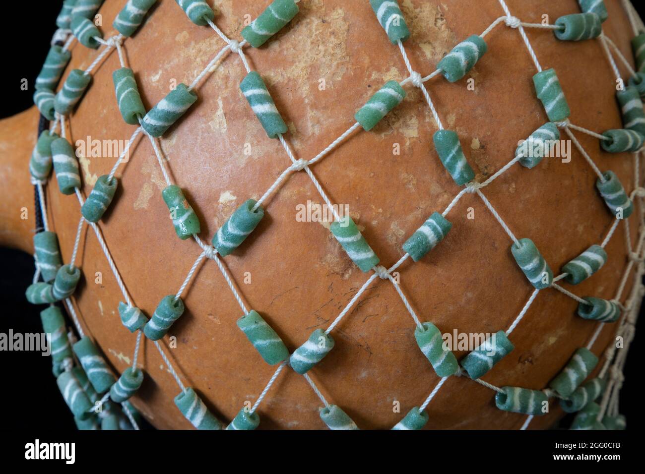 African Musical Percussion Instrument, Gourd with Beads. Niamey, Niger ...