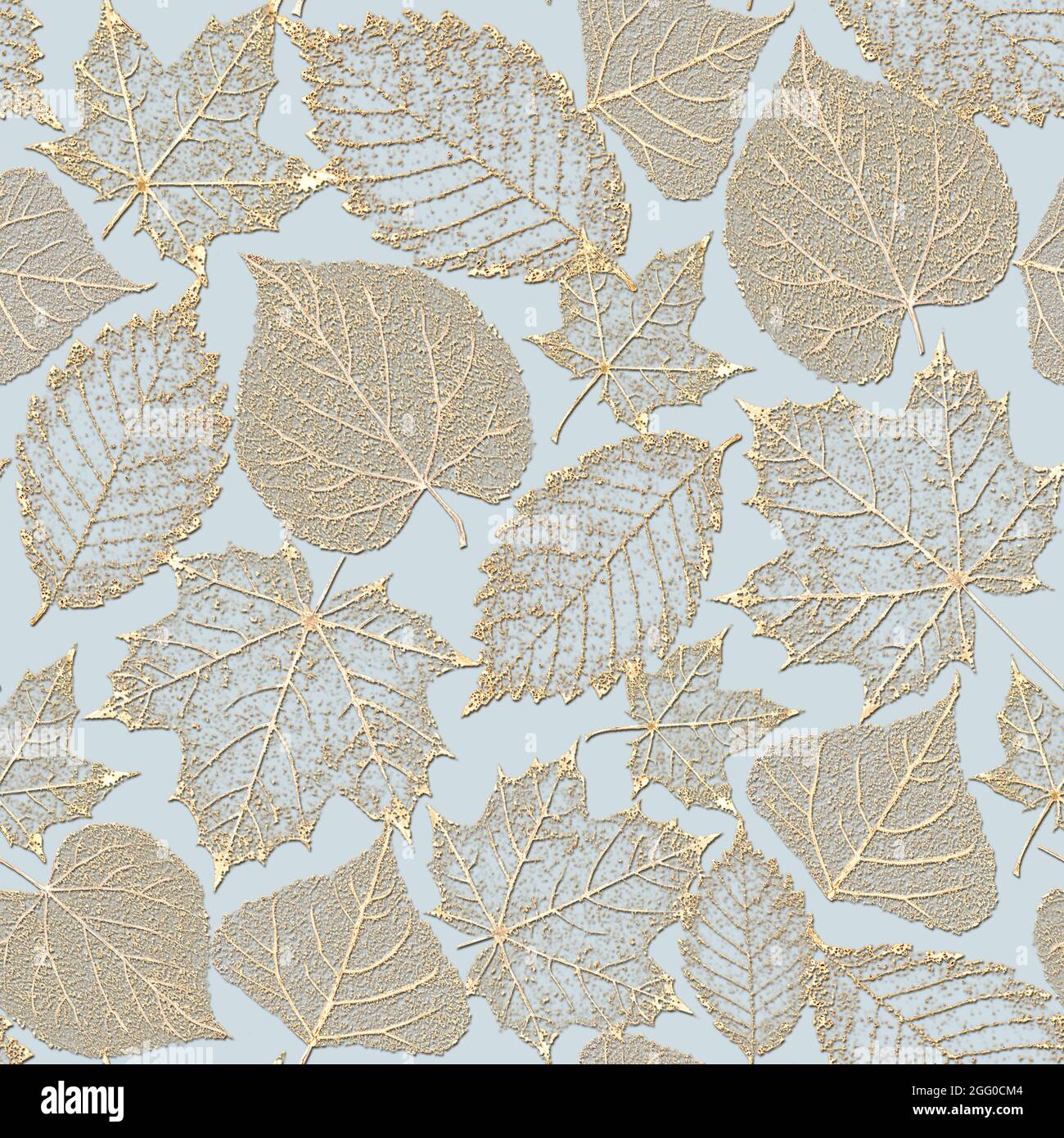 Autumn fairy abstract glitter transparent gold leaf skeleton seamless ...