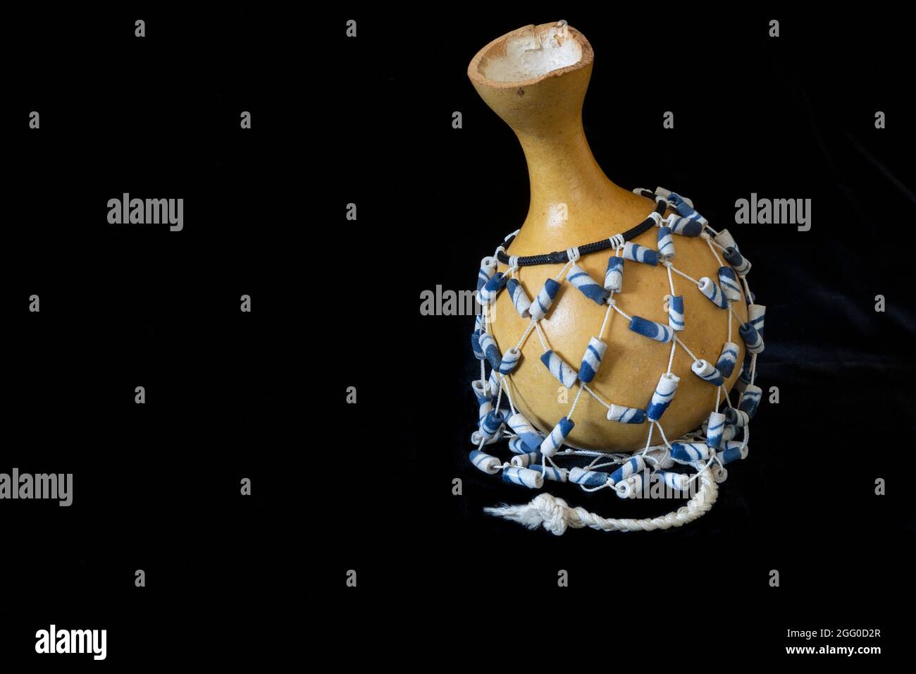 African Musical Percussion Instrument, Gourd with Beads. Niamey, Niger ...