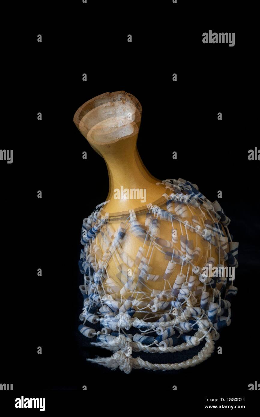 African Musical Percussion Instrument, Gourd with Beads. Niamey, Niger ...