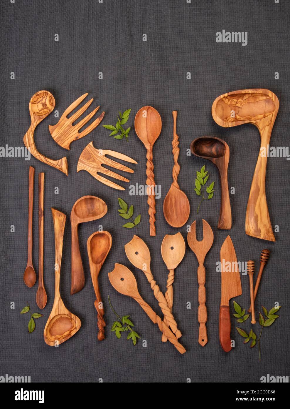 handmade wooden kitchen tools and boards Stock Photo - Alamy