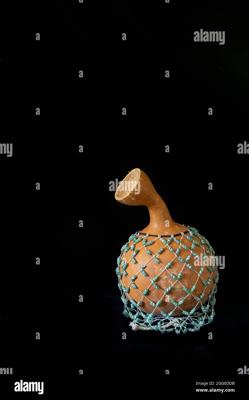 African Musical Percussion Instrument, Gourd with Beads. Niamey, Niger ...