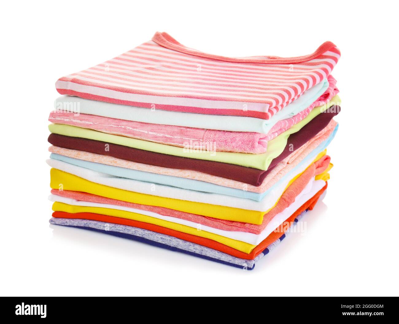 Stack of colorful clothes on white background, closeup Stock Photo - Alamy