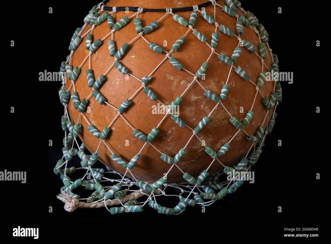 African Musical Percussion Instrument, Gourd with Beads. Niamey, Niger ...