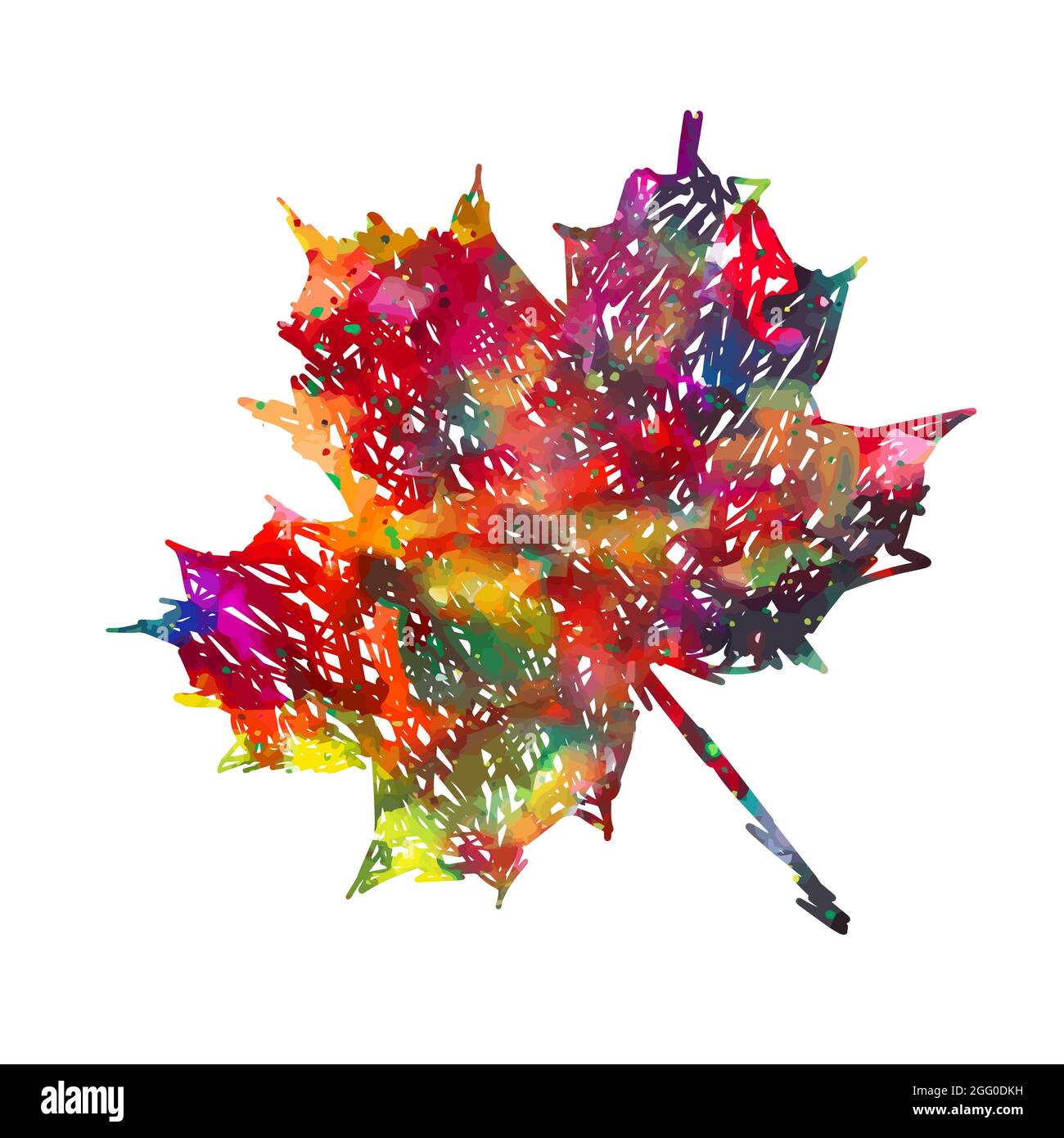 Multi-colored maple leaf. Hatching vector illustration Stock Vector ...
