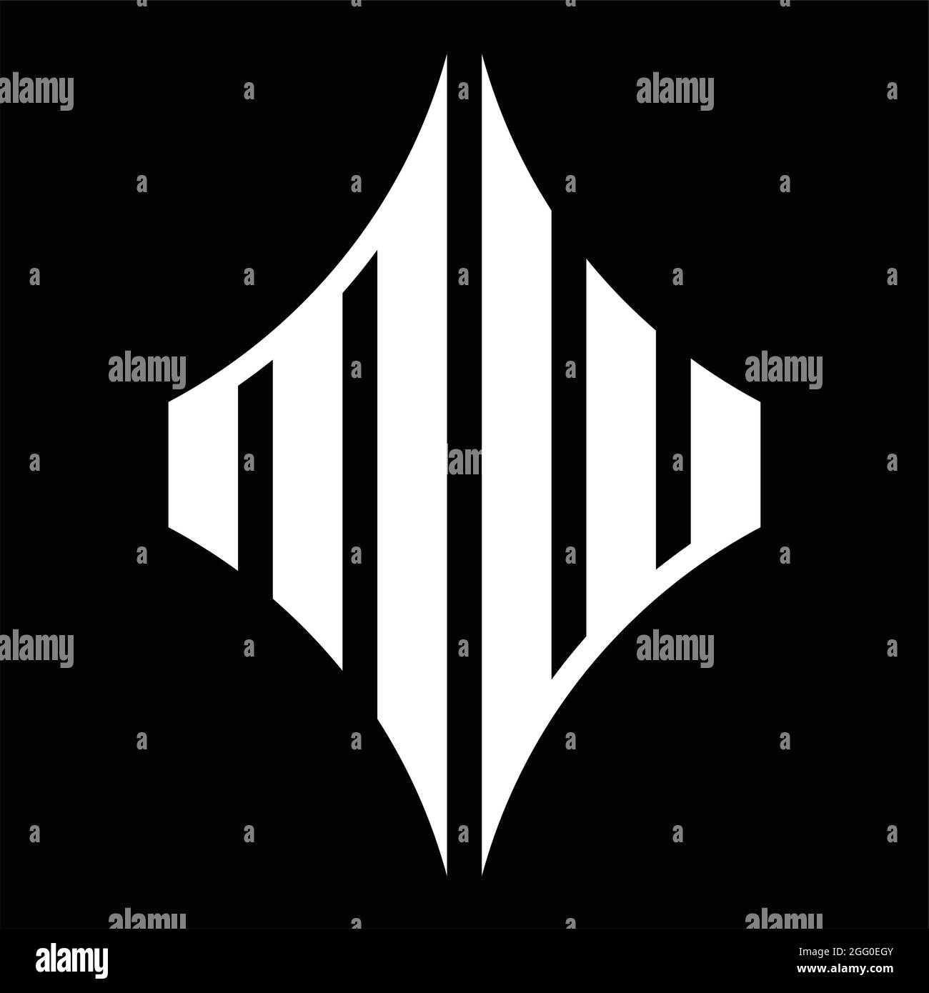 MW Logo monogram with diamond shape on blackground design template ...