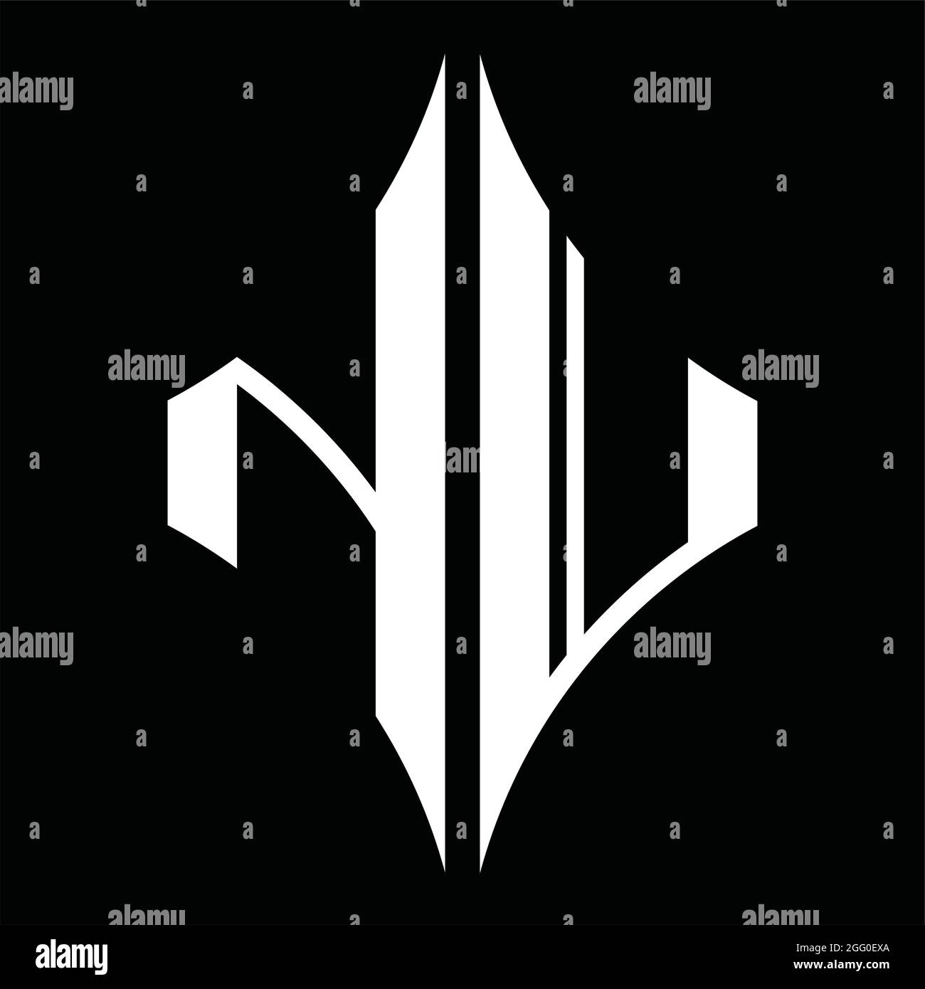 NJ Logo monogram with diamond shape on blackground design template ...