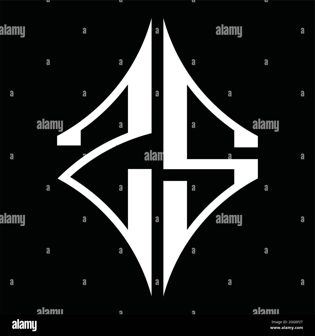 ZS Logo monogram with diamond shape on blackground design template ...