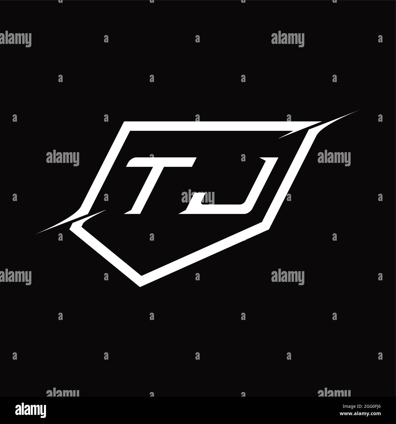 TJ Logo monogram with diamond shape on blackground design template ...