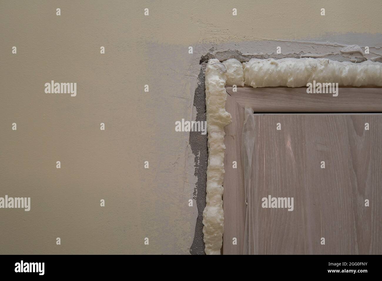 the new door is installed in a concrete wall without a casing Stock ...