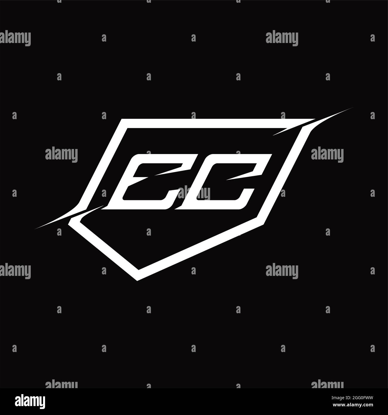 EC Logo monogram letter with shield and slice style blackground design ...