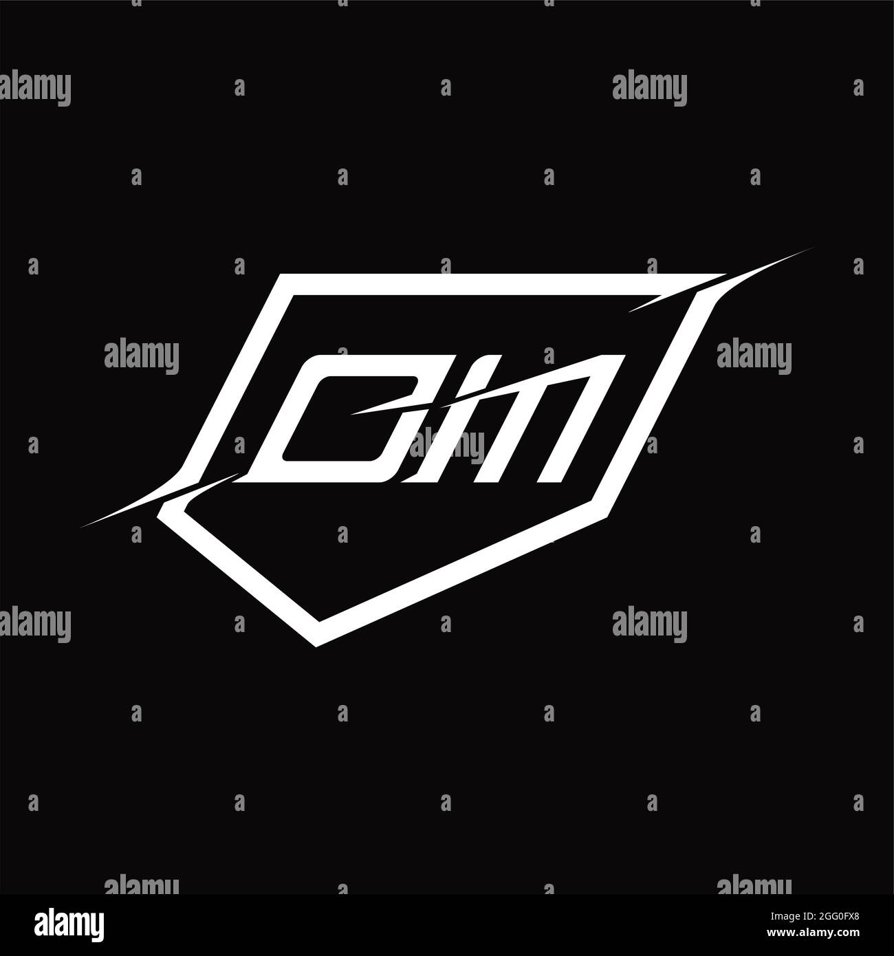 DM Logo monogram letter with shield and slice style blackground design ...