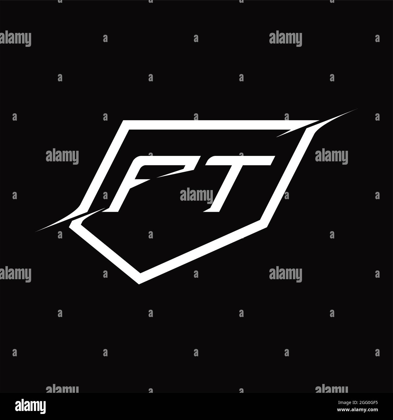 FT Logo monogram letter with shield and slice style blackground design ...