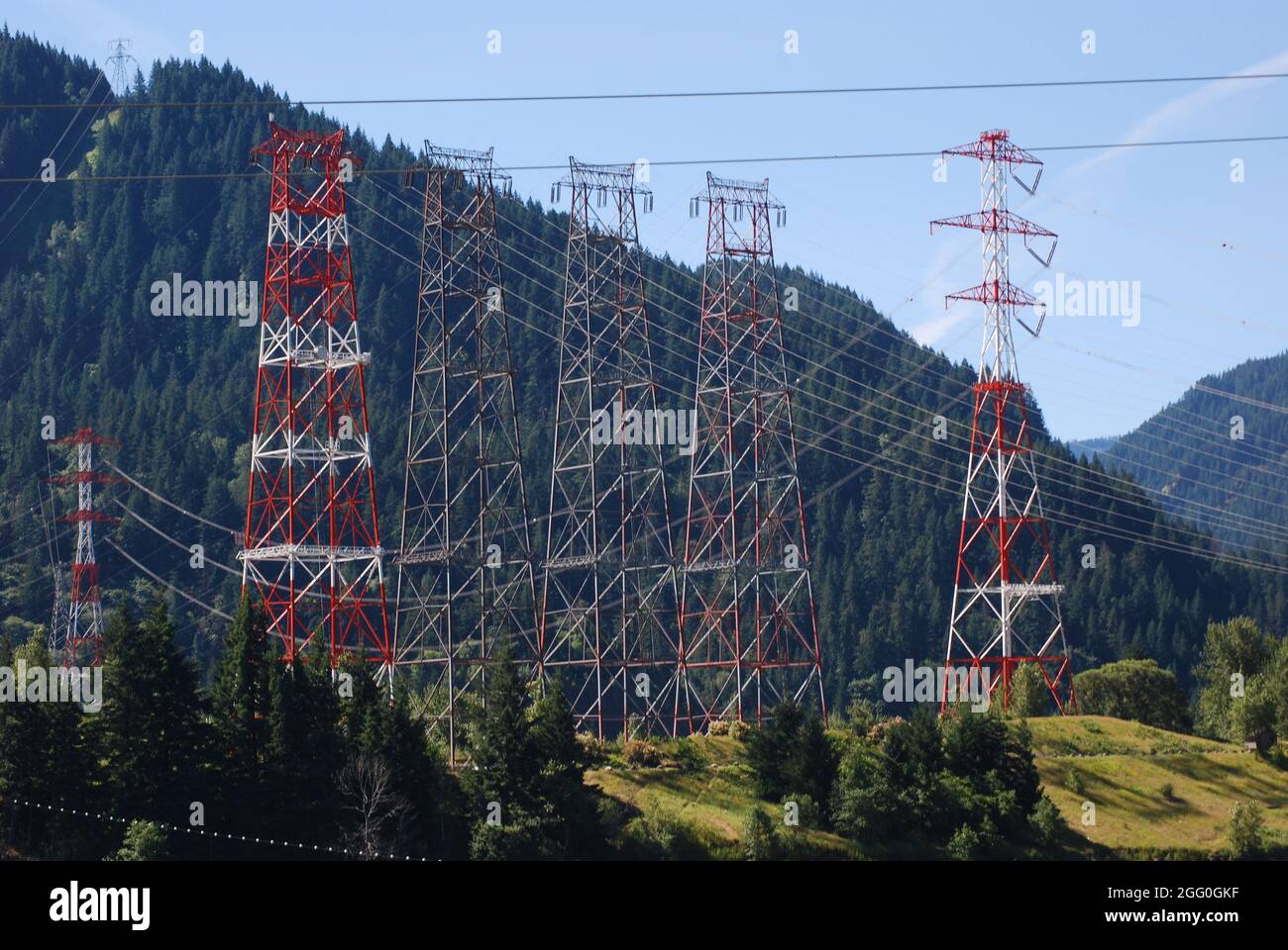 Power Towers at a Columbia River Dam Stock Photo - Alamy