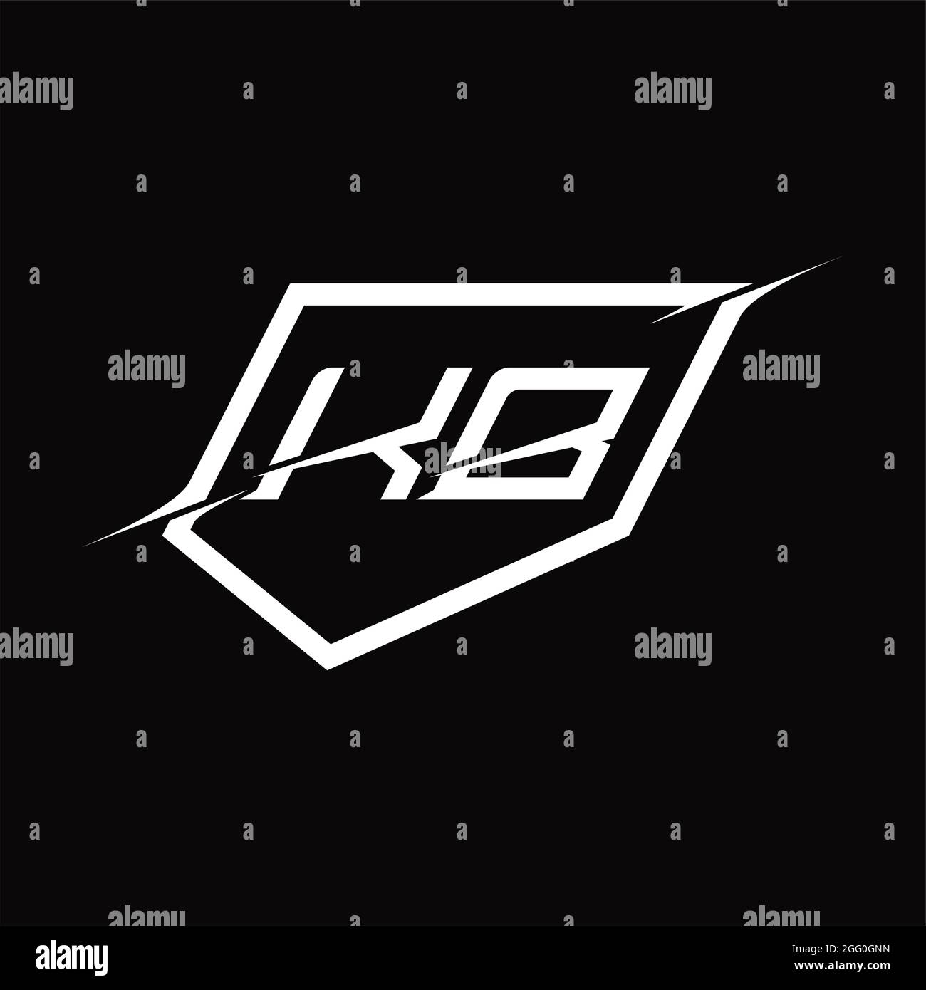 KB Logo monogram letter with shield and slice style blackground design ...