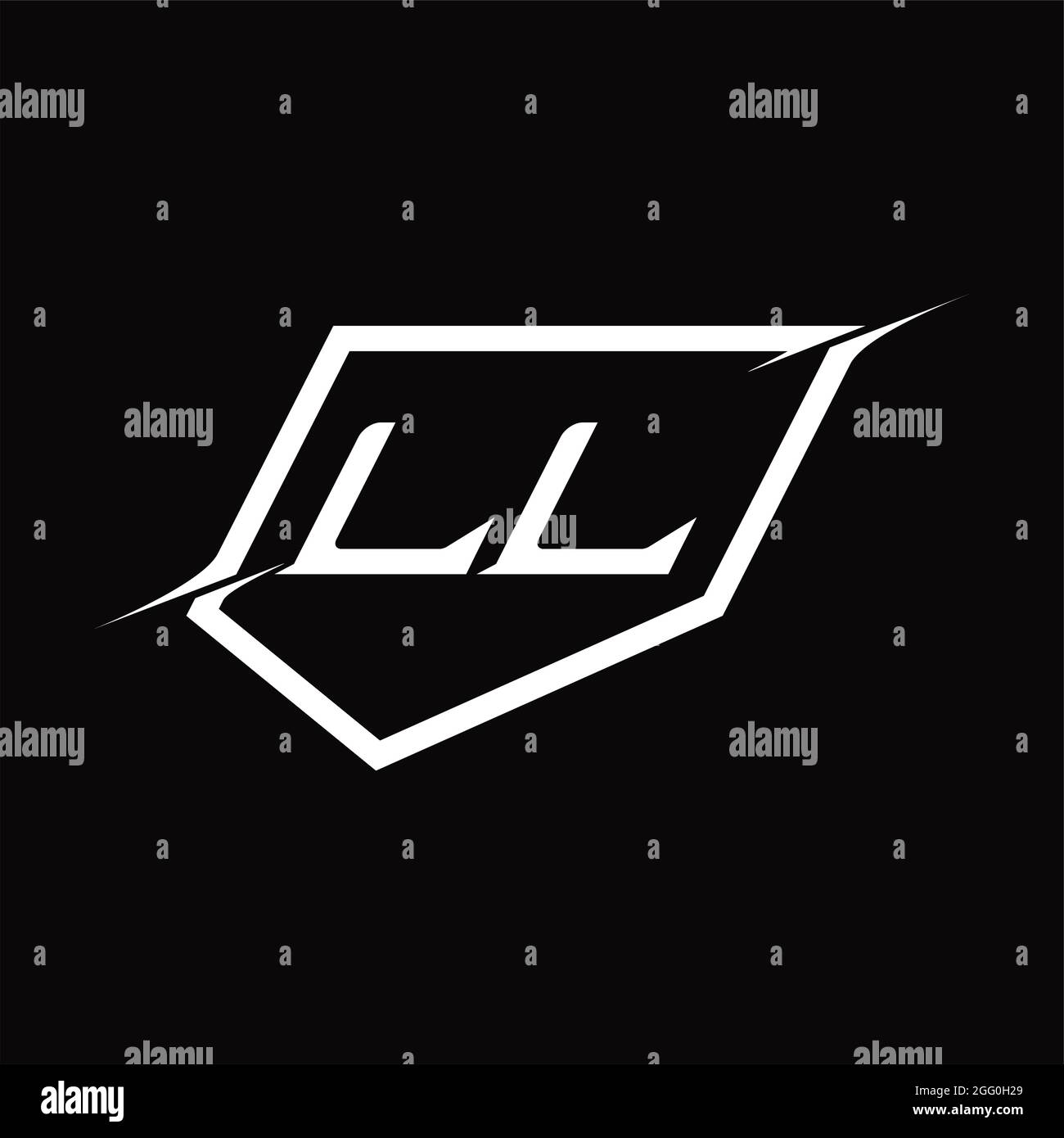 LL Logo monogram with middle slice on blackground design template Stock ...