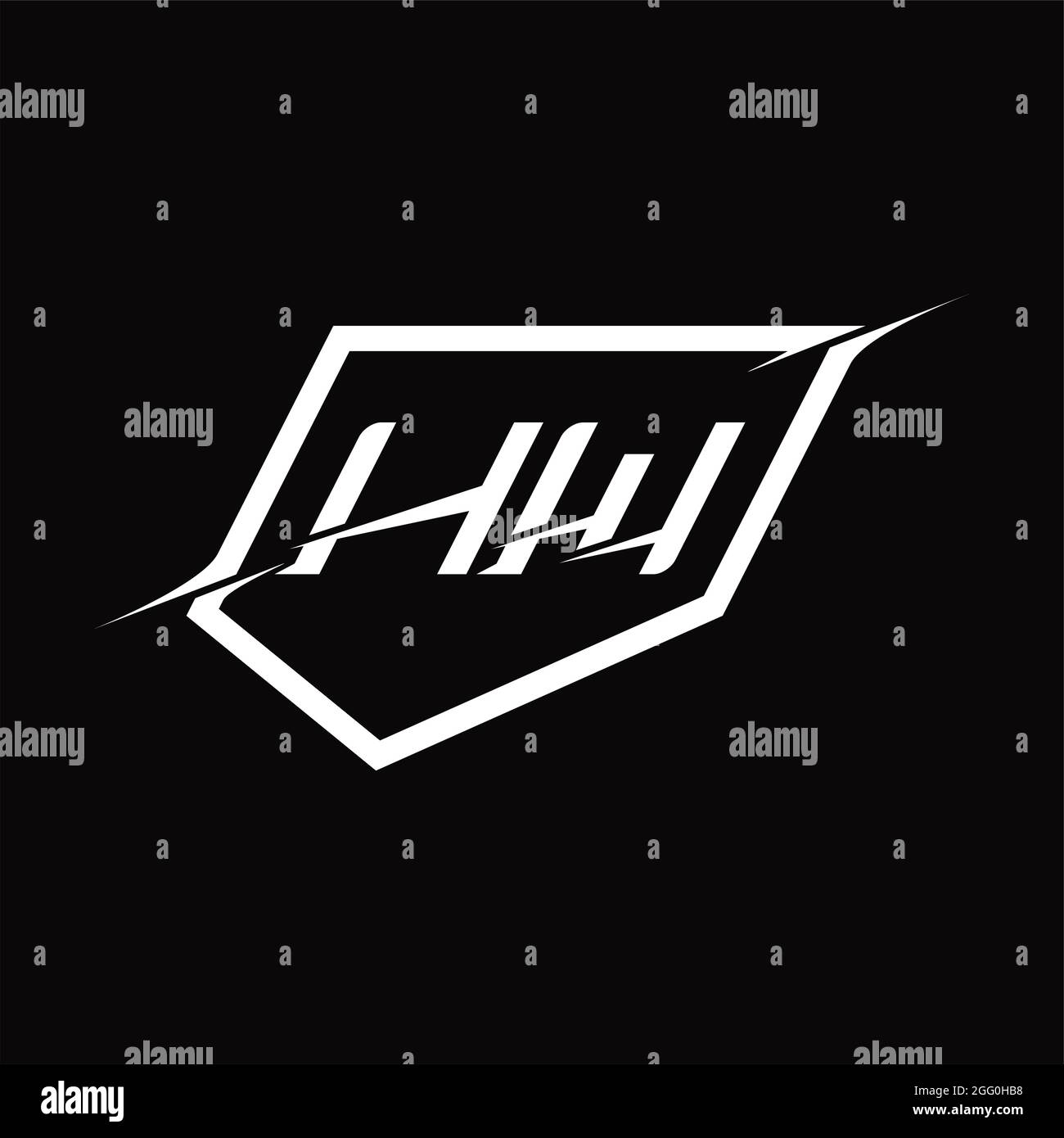 HW Logo monogram with middle slice on blackground design template Stock ...