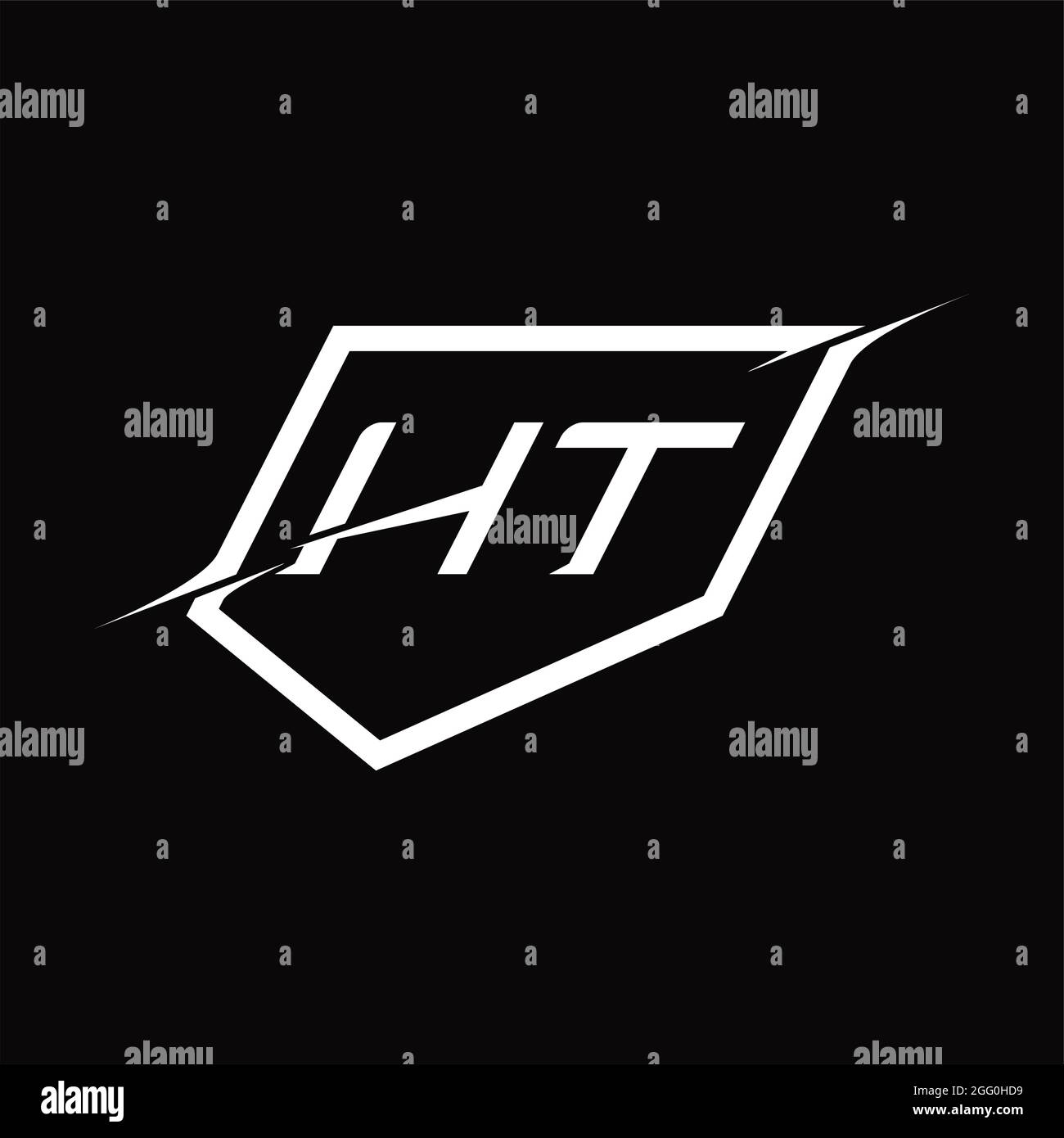 HT Logo monogram with middle slice on blackground design template Stock ...