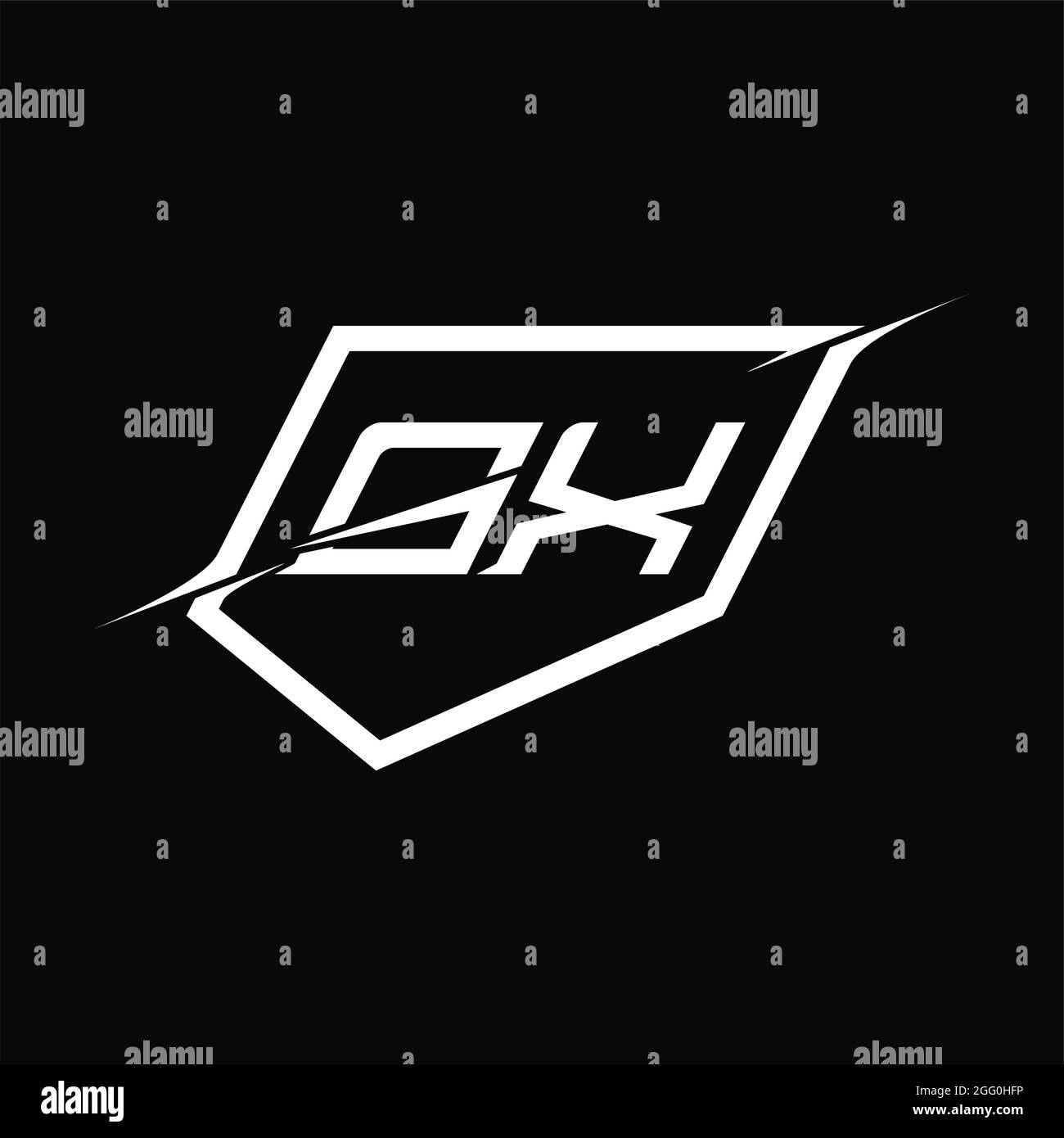GX Logo monogram with middle slice on blackground design template Stock ...