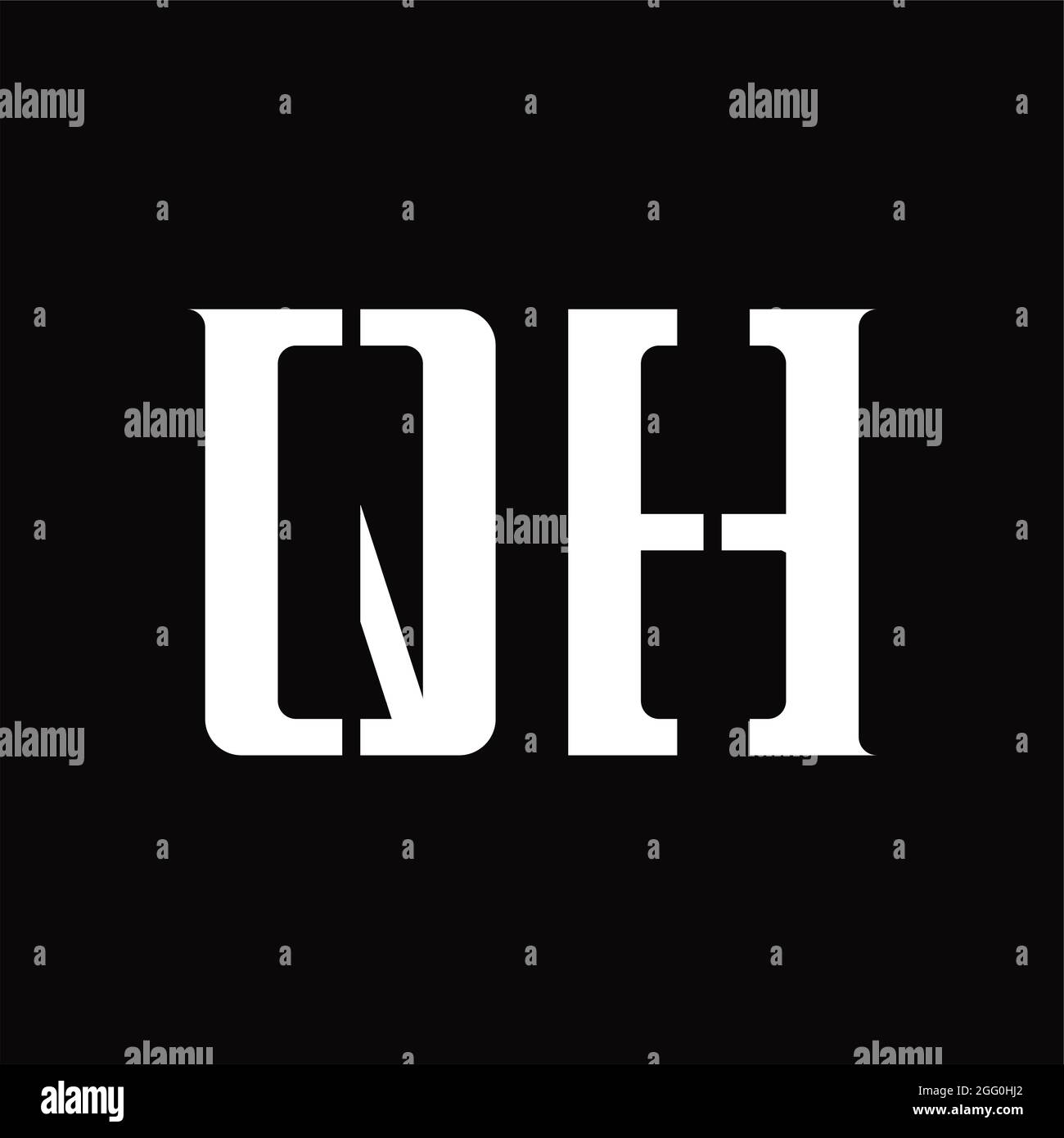 QH Logo monogram with middle slice on blackground design template Stock ...