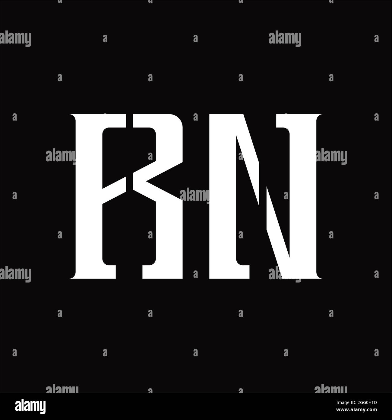 RN Logo monogram with middle slice on blackground design template Stock ...